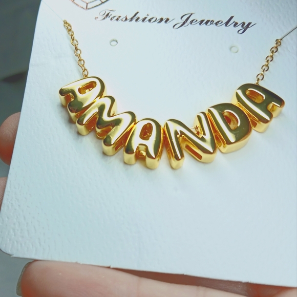 Jewelry | Amanda Bubble Letter Necklace Gold Plated | Poshmark
